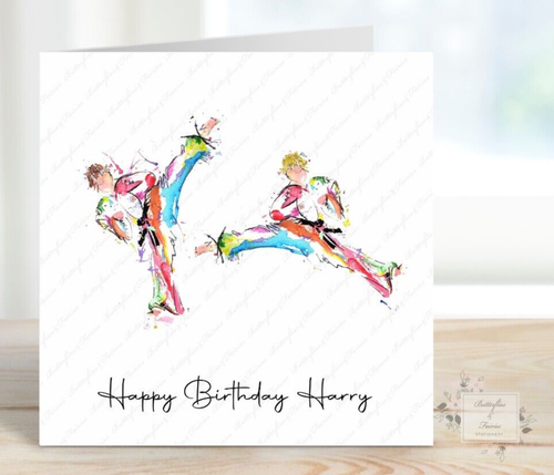 PERSONALISED MALE MARTIAL ARTS BIRTHDAY CARD TAEKWONDO JUDO JIU JITSU ...