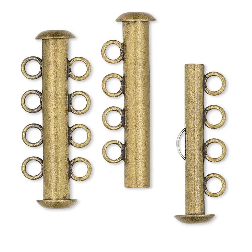 4 Strand Self Latching Slide Lock Tube Clasps With Loops ~ Multi Strand ...