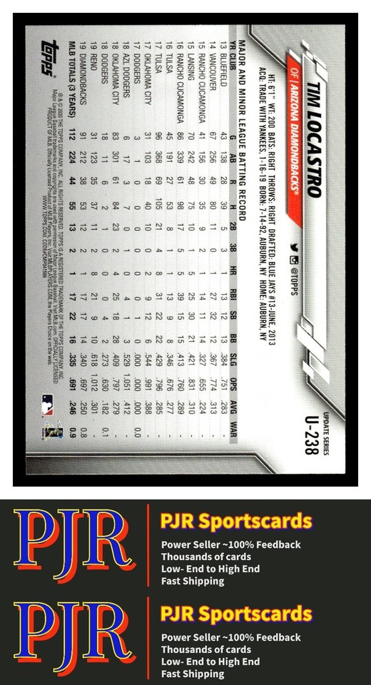 2020 Topps Update #U-238 Tim Locastro Arizona Diamondbacks 35% Off 4 ...