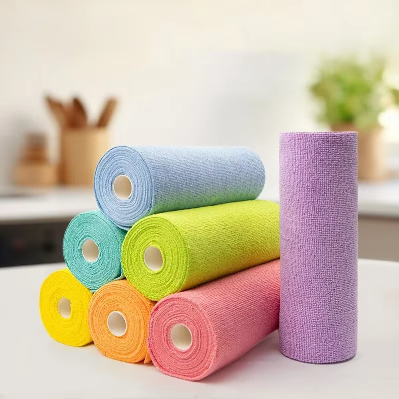 Reusable Cleaning Wipe Household Kitchen Cloth Microfiber Towel Rolls ...