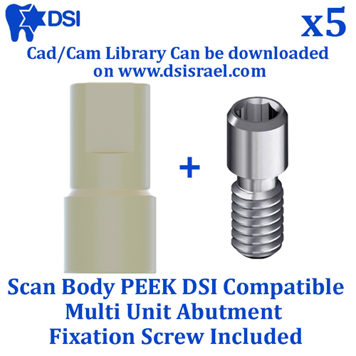 5x DSI Dental Fixture CAD/CAM PEEK Body Scan Multi Unit Adapter Head | eBay