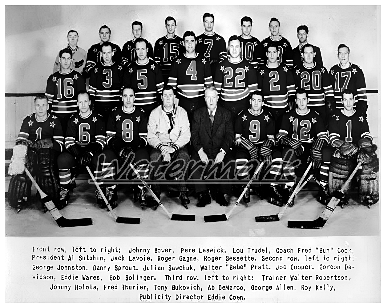 1947 AHL Cleveland Barons Team Picture Black & White 8 X 10 Photo Pic ...
