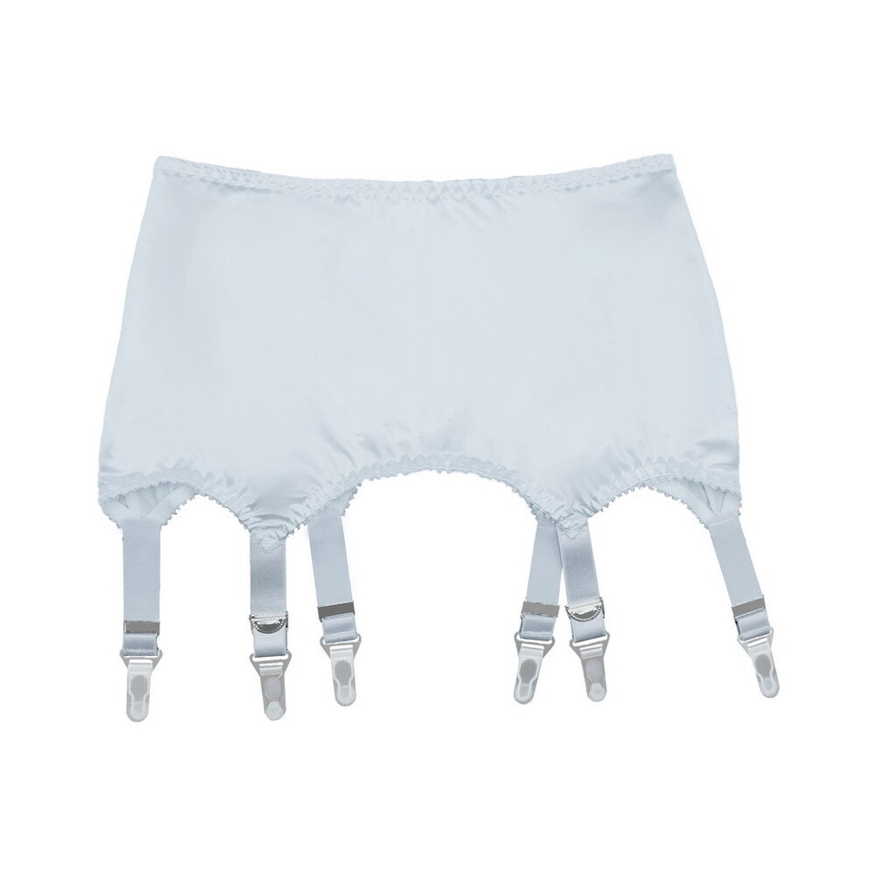 Luxallacki Silky Satin Pull-on Garter Girdle with 6 Straps Suspender ...