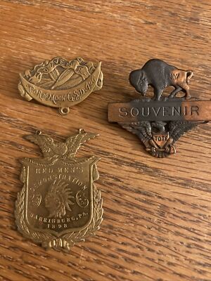 Improved Order of Red Men Redmen IORM TOTE Lot 3 Ribbon Emblems 1898 ...