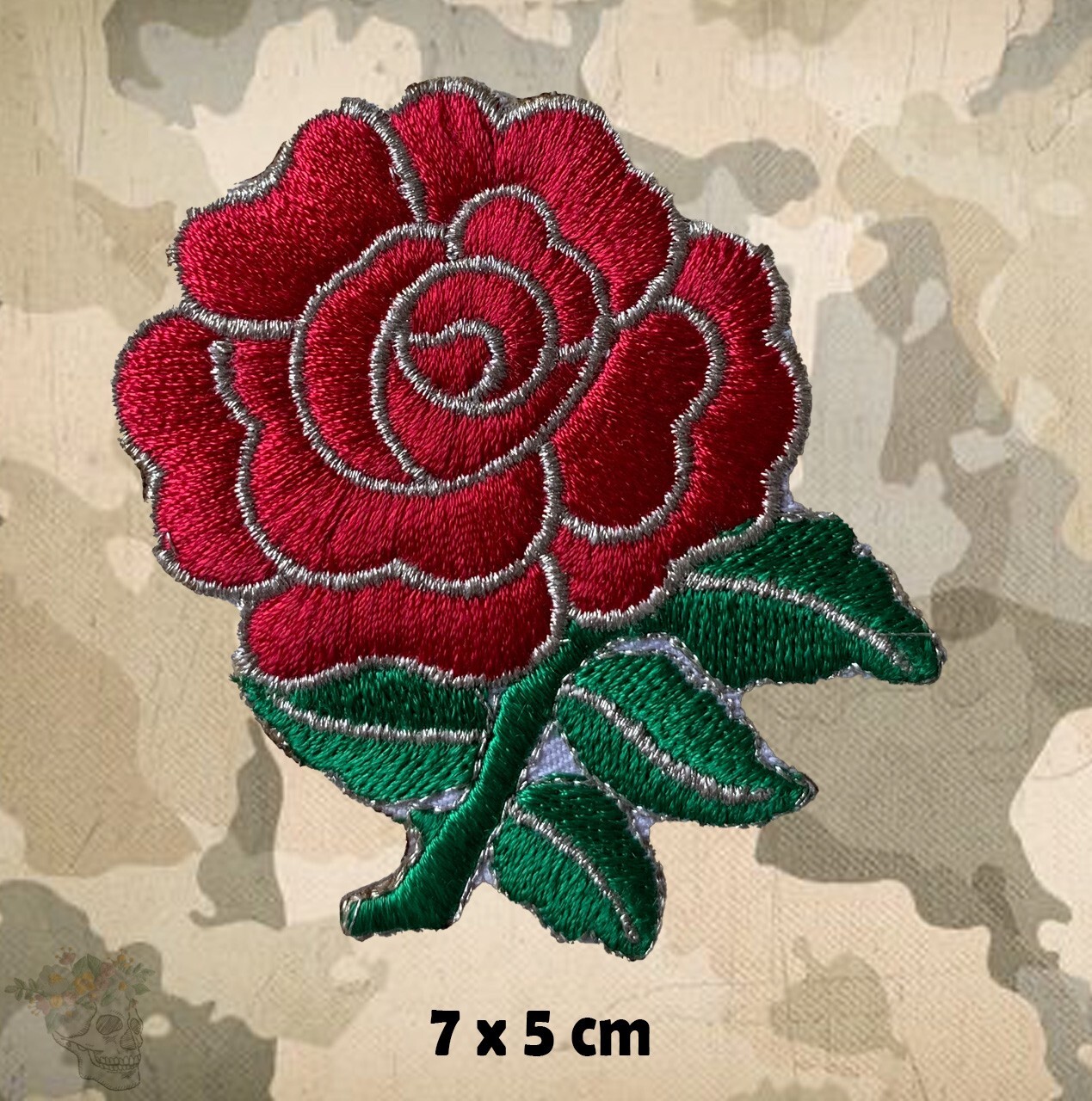 Rose / Flower Patch- Red Embroidered Patch Iron on Sew On Badge ...
