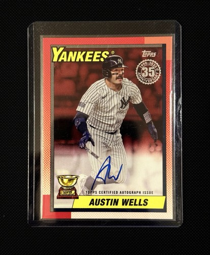 Austin Wells On Card Auto 5/5 Bookend 1990 Topps Baseball Card Yankees ...