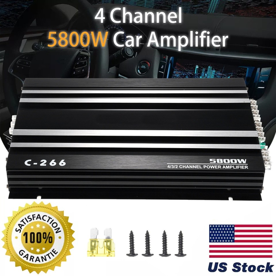 Car Amplifier Stereo 4-Channel Audio Speaker Amp System Device 5800W ...