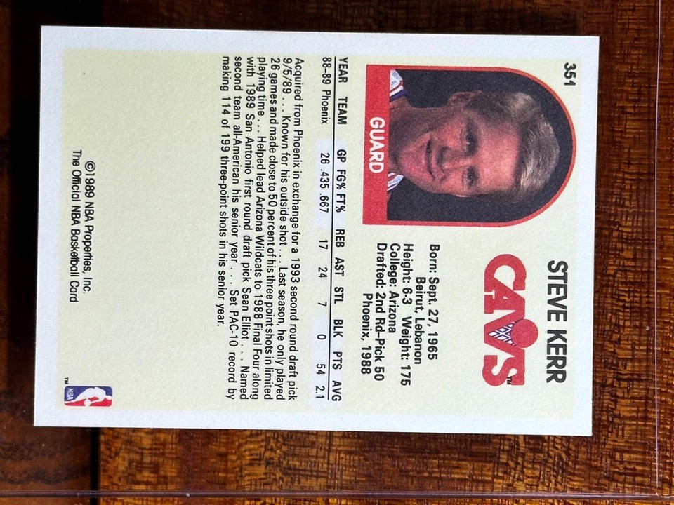 1989-90 NBA Hoops Steve Kerr Rookie Cleveland Cavaliers #351 | eBay