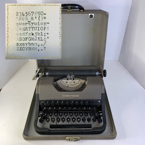 Vintage 1949 Underwood Leader Typewriter Portable Case, Gray ,Clean ...