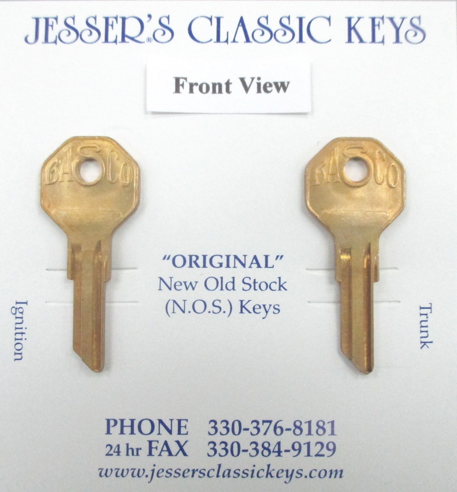 Vintage BASCO GV-1 Pair BRASS Hex Head NOS Keys 1930's Ajax Chandler ...
