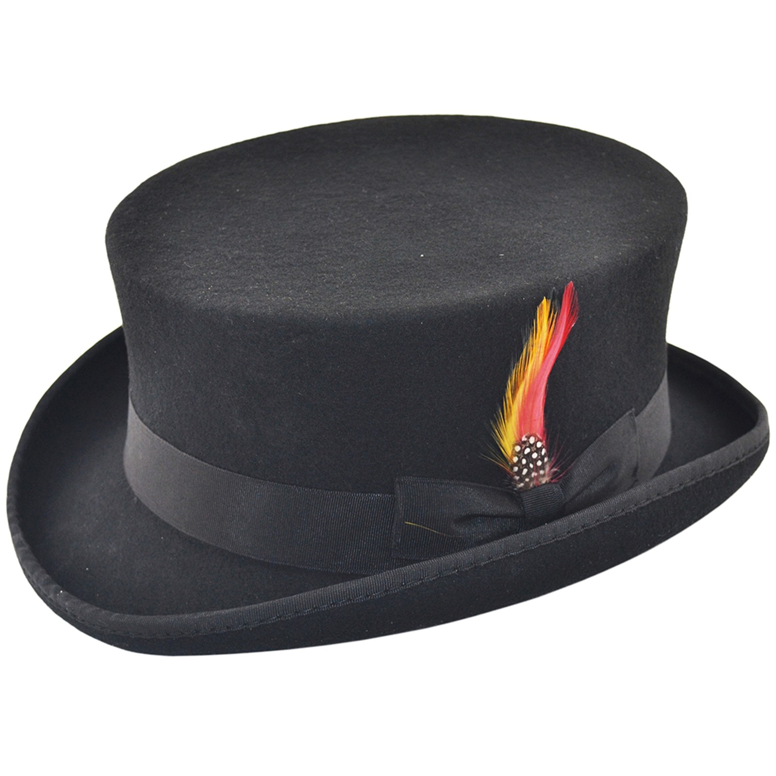Deadman Dressage Topper Riding 100% Wool Top Hat with Removable Feather ...