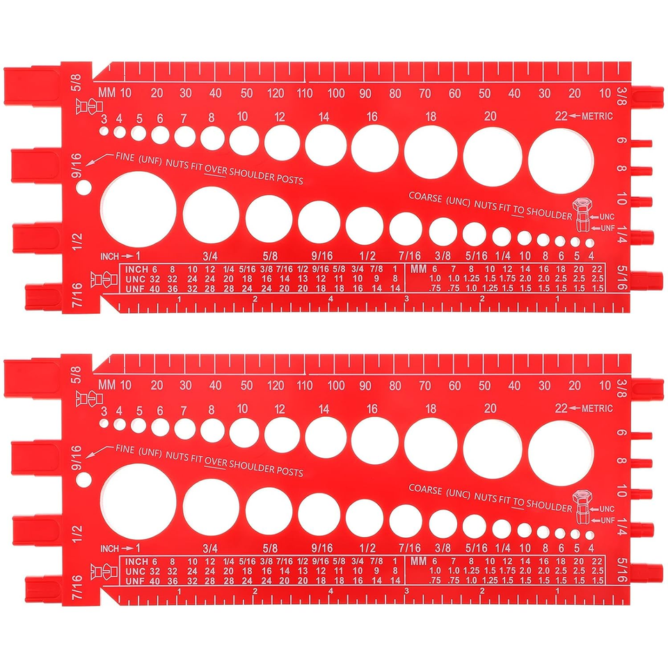 2 Pieces Screw Size Chart Screw Thread Gauge Sizing Tool Nut Bolt ...