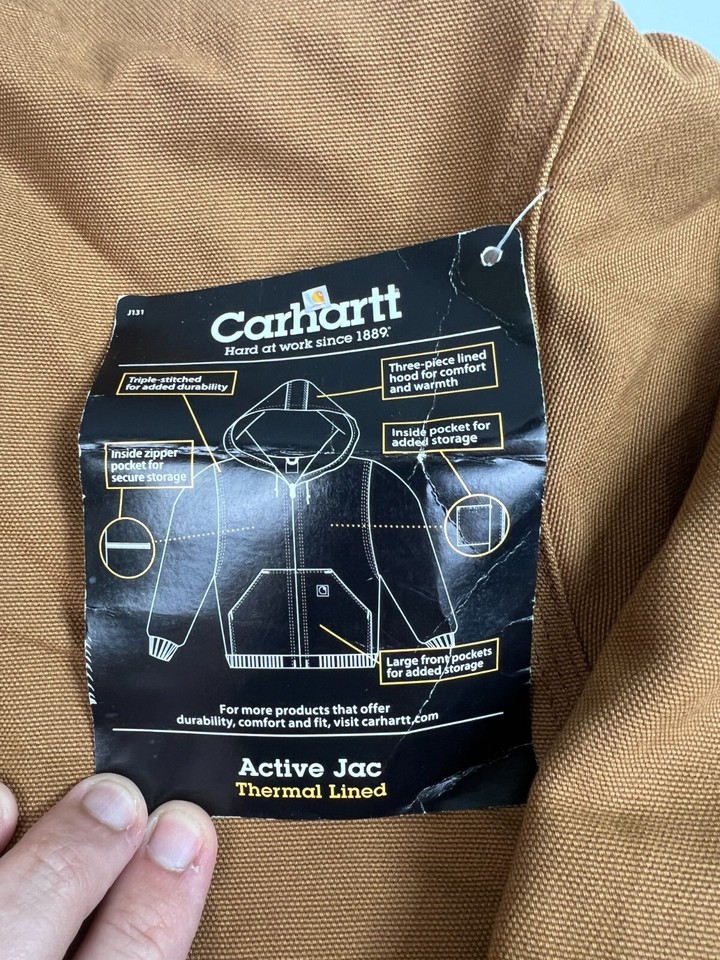 Carhartt J131-BLK 3XL Men's Jacket Brown NWT NOTE Company stitching on ...