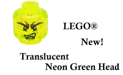 LEGO Vampire Head Trans Neon Green Minifigure Fanges Scowl Monster ...