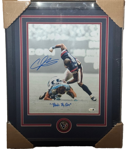 ANDRE JOHNSON SIGNED TEXANS FIGHT 11x14 "BEATS BY DRE" PHOTO FRAMED JSA ...