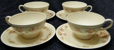 Homer Laughlin Eggshell Georgian Countess Tea Cup Saucer Sets 4 ...