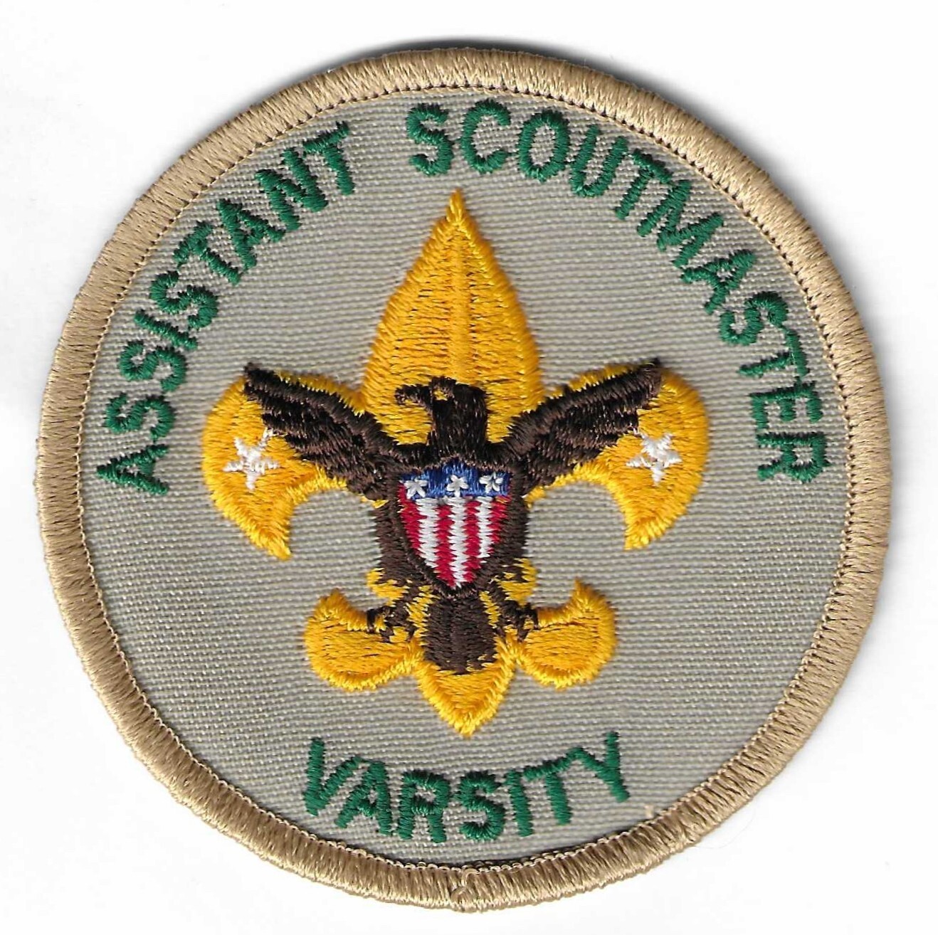 BSA VARSITY ASSISTANT SCOUTMASTER POSITION ADULT LEADER TAN CLEAR BACK MINT | eBay