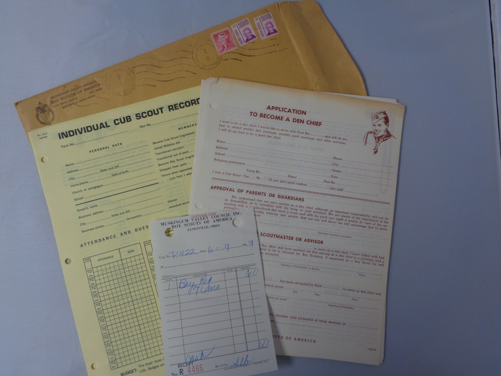 Lot of Individual Cub Scout Records and Den Chief Applications 1969 ...