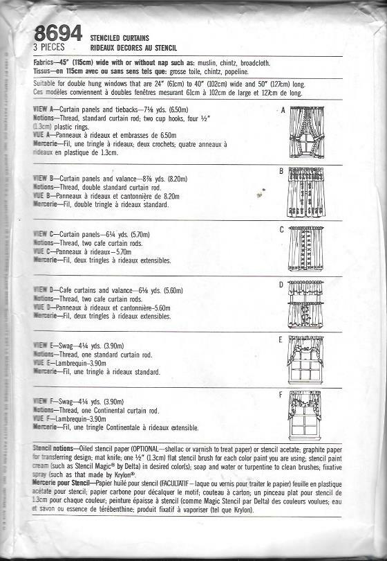 Simplicity #8694 Abbie's Jiffy 6 Pack Stenciled Curtains - UNCUT | eBay