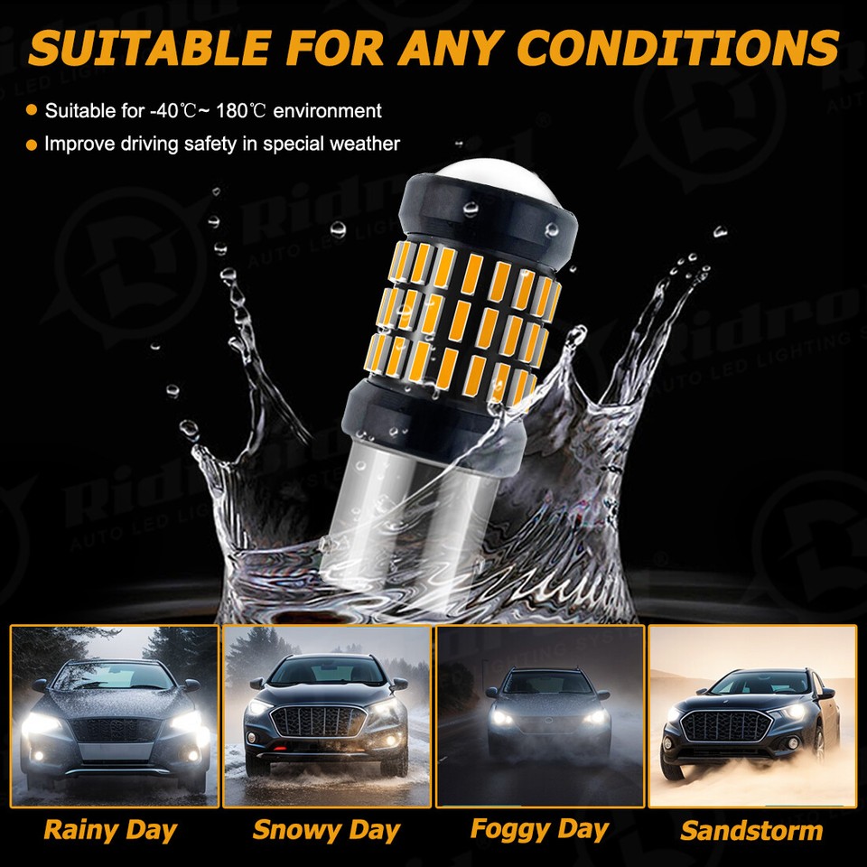 1156 7506 LED Reverse Canbus Backup Light Bulb Super Yellow Error Free ...