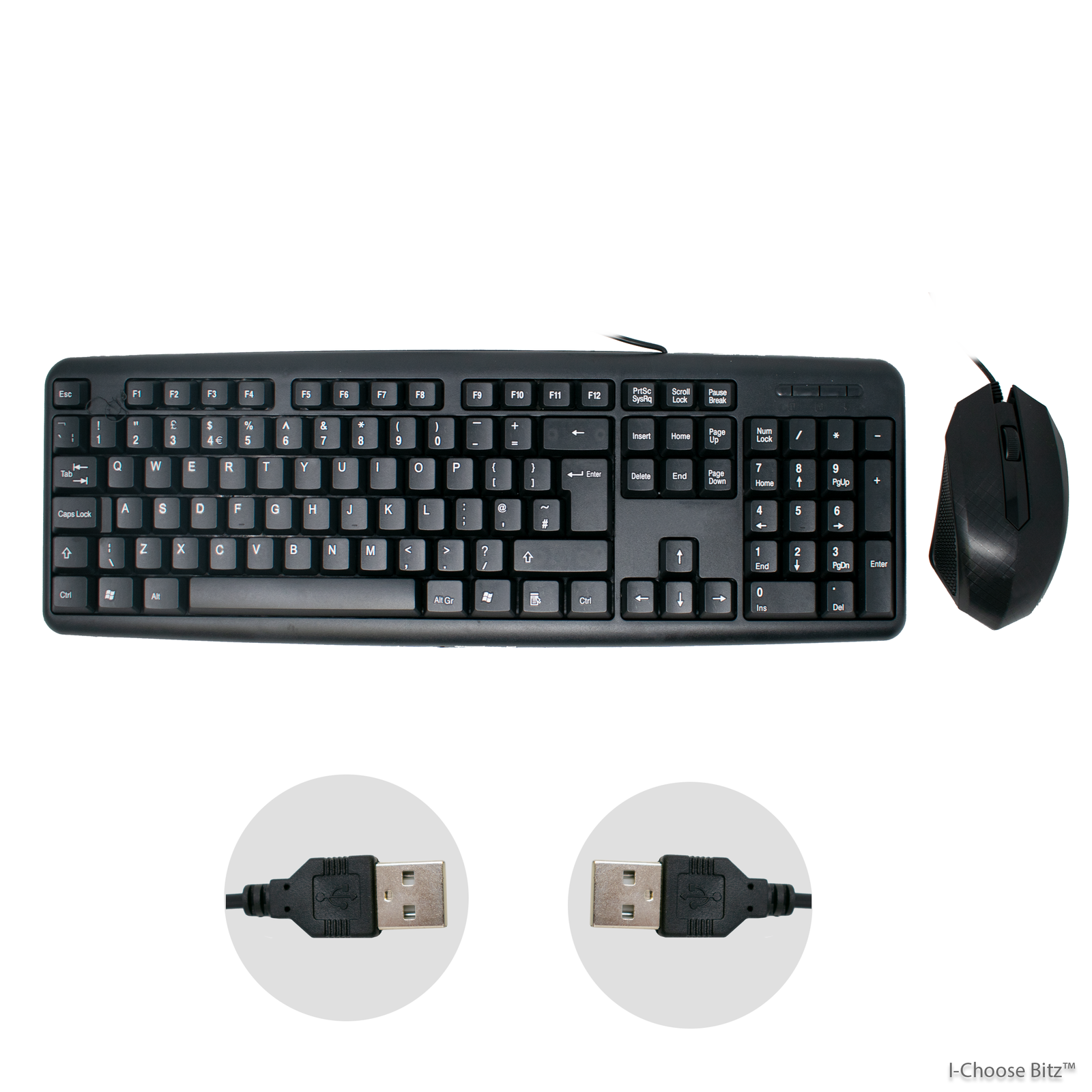 USB Wired Keyboard And Mouse Set Bundle Combo Full UK Layout For PC ...