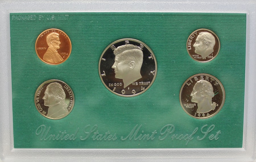 1994 Proof set CN-Clad Kennedy Half dollar Washington - (OGP) 5 coins (B4) | eBay