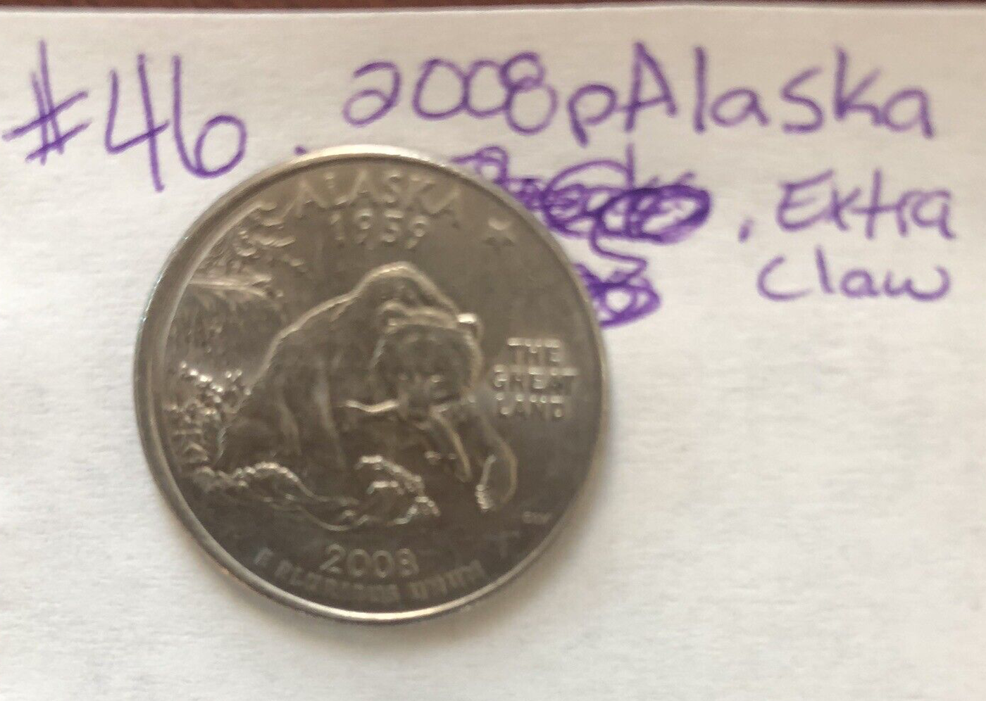 2008 p Alaska quarter "extra claw" | eBay