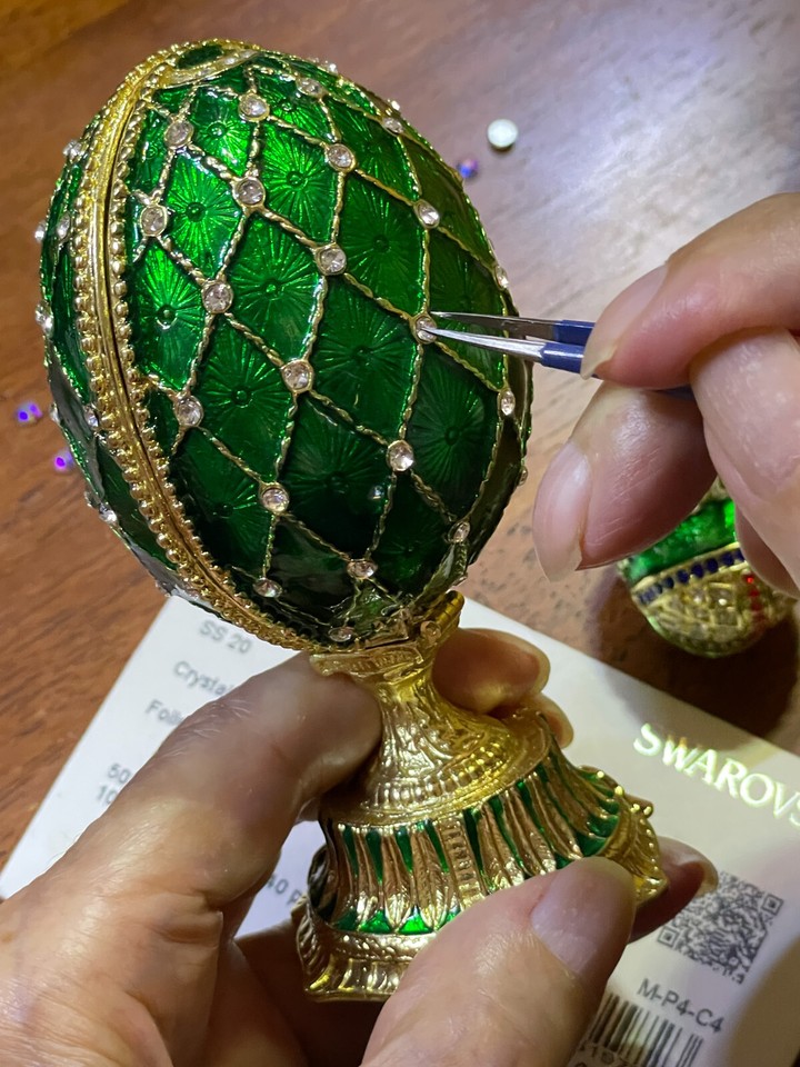 Green Carl Faberge egg Replica Imperial style Fabergé egg Gold Diamond ...