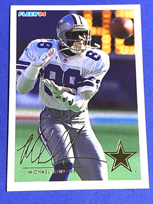 MICHAEL IRWIN DALLAS, WR, FLEER 1994 GOLD SIGNATURE #112 FOOTBALL HOF ...