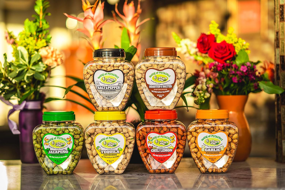 ' Flavored Pistachio Jars - Six Flavors - Salted, Jalapeno, Tequila ...