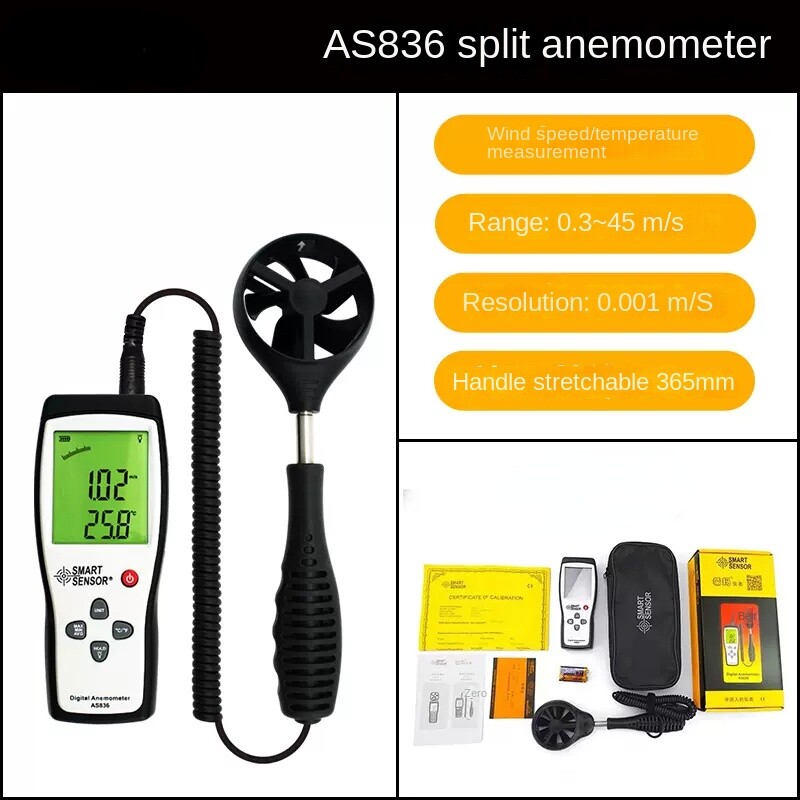Digital Anemometer LCD Backlit Wind Speed and Volume Measuring ...