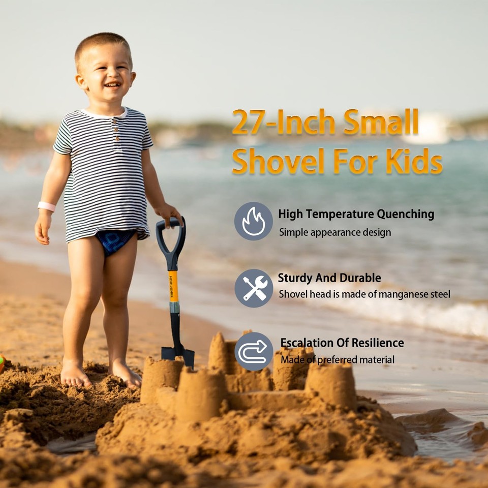 Shovel for Digging, Round Small Head with Wooden D-Handle, Metal Garden ...