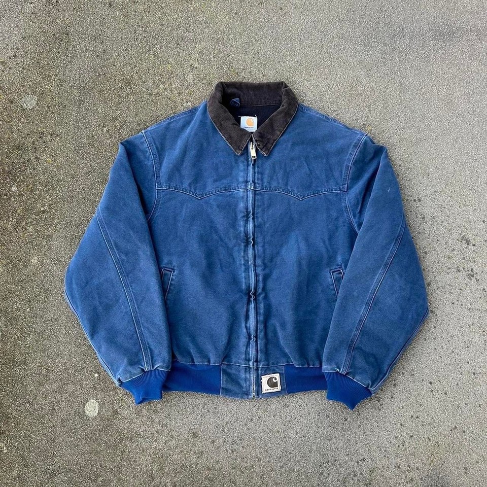 Vintage Carhartt J14 BLU Santa Fe Blue Jacket Size Large Full Zip ...