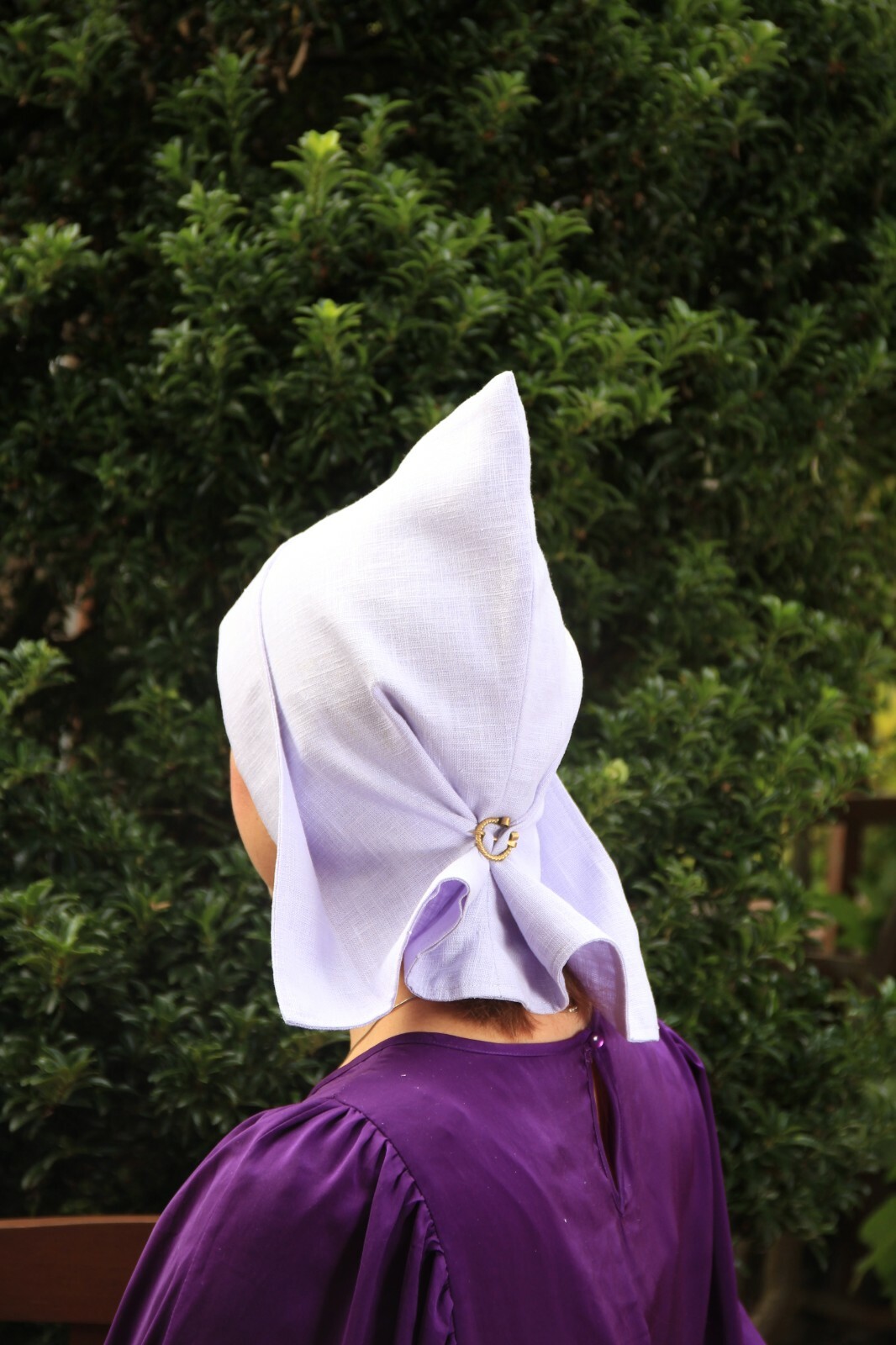 RE-ENACTMENT Medieval LINEN COTTON Ladies Coif Hat Bonnet Cotton Green ...