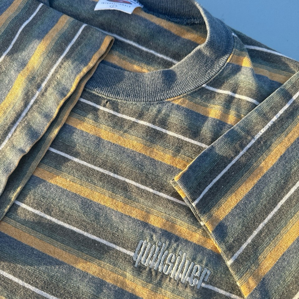 Vintage 90s Quiksilver Multicolor Striped tee shirt size XL Single ...