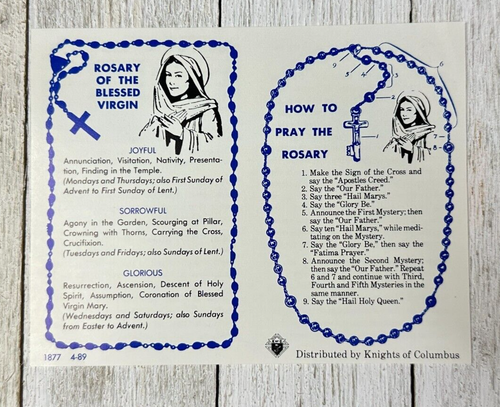 Vintage How to pray the Rosary of the Blessed Virgin Catholic Christian ...