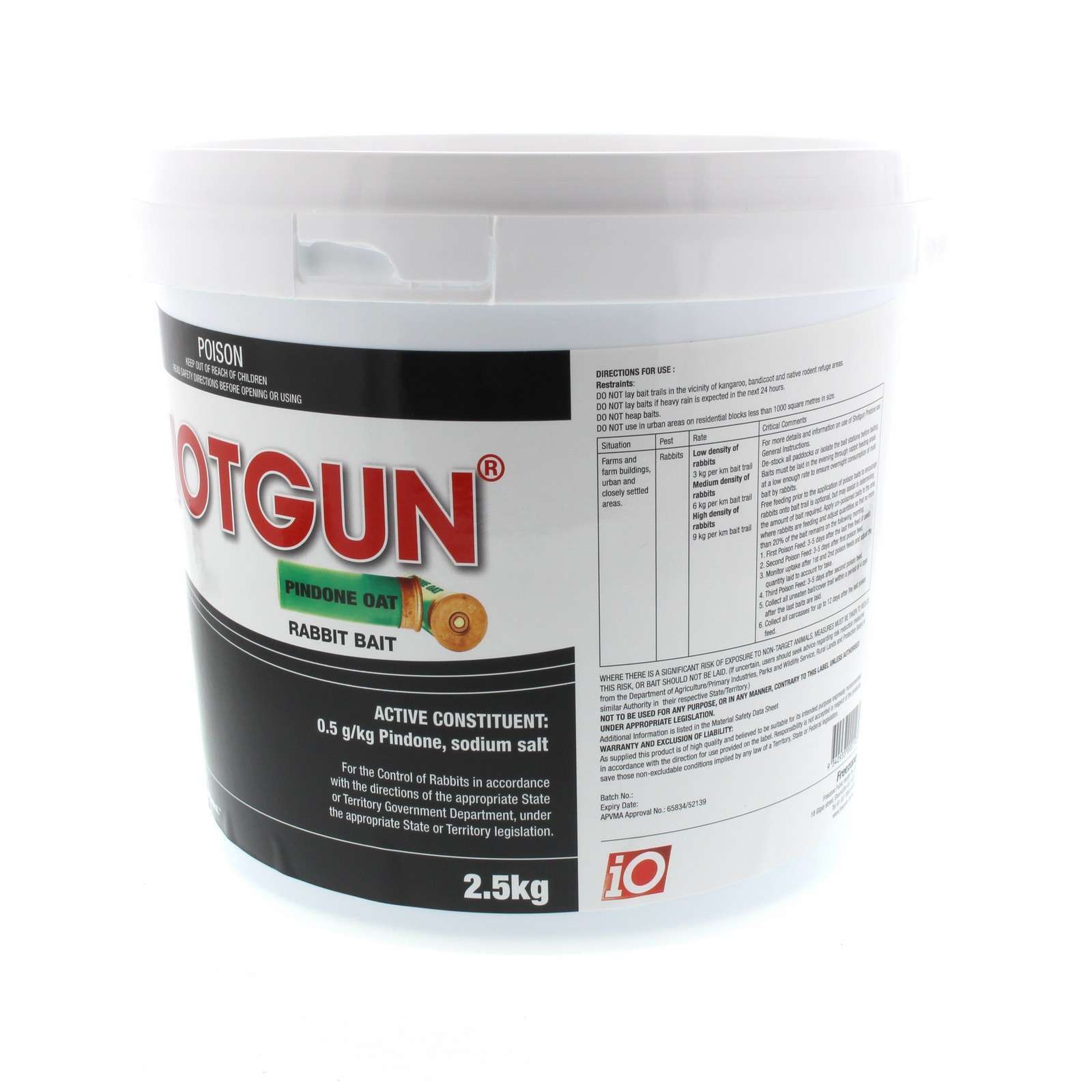 Shotgun Pindone Rabbit Bait Oatbait Freezone 2.5kg Anticoagulant Oat ...