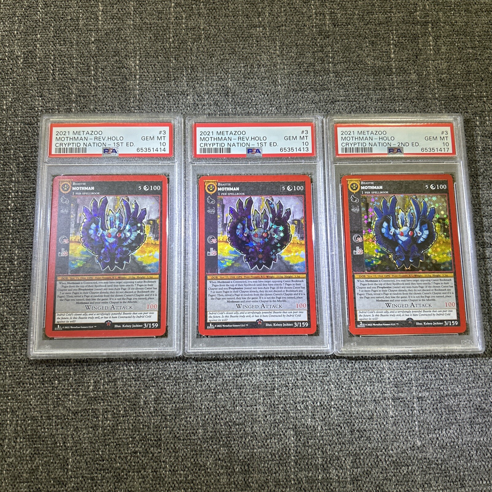 MetaZoo Mothman PSA 10 Lot Cryptid Nation 1st 2nd Edition Holo Gem Mint ...