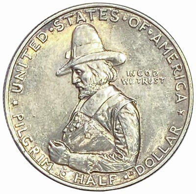 [1920-1921] Pilgrim 50c Silver Commemorative Half Dollar Coin Lightly ...
