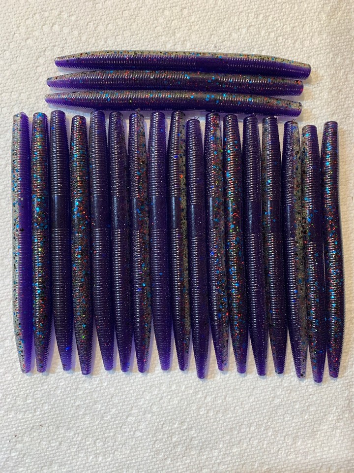 25ct Lot 5” Inch June bug Senko Style Stick Bait Soft Plastic Bass ...