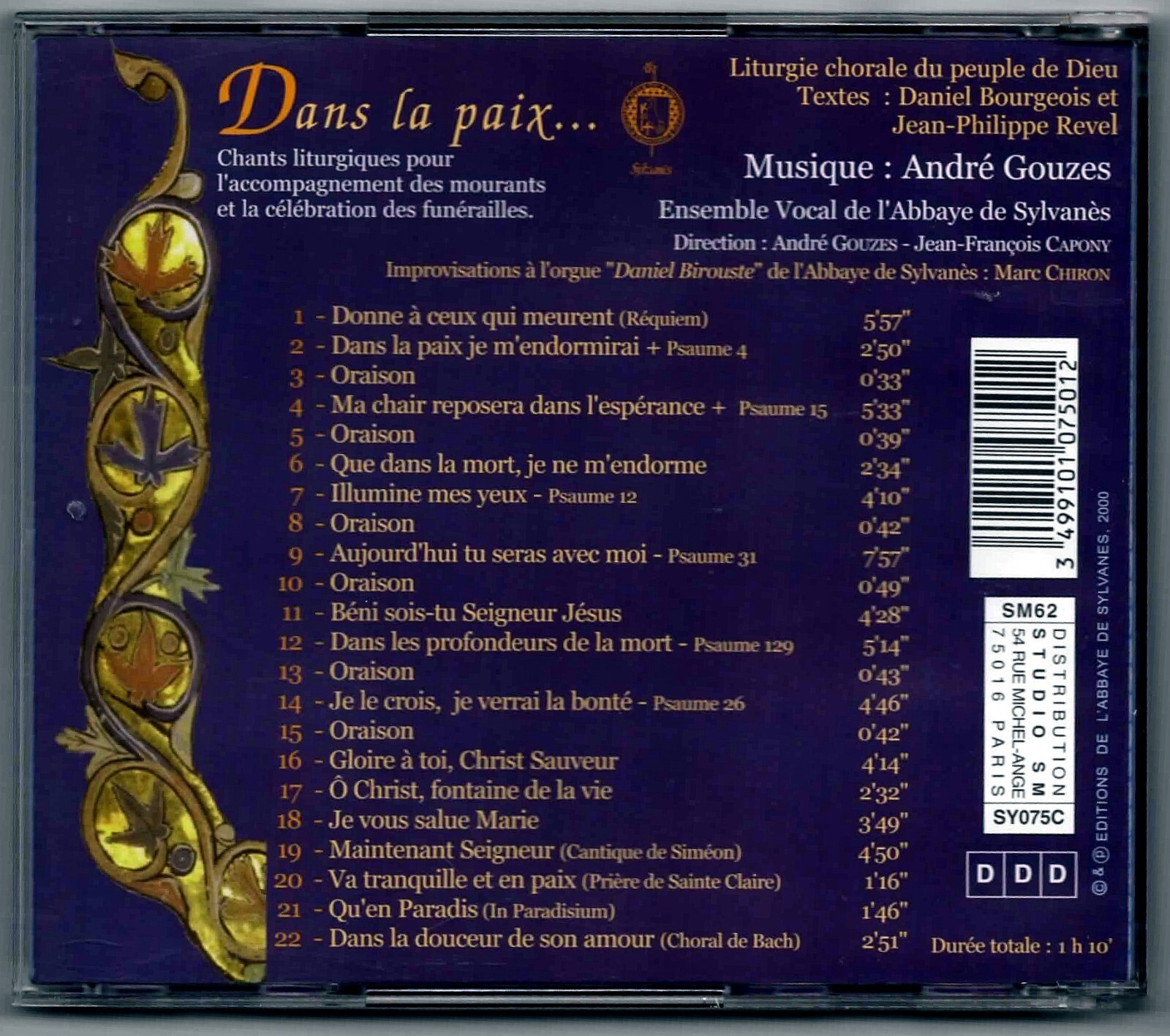CD ★ André GOUZES ★ Dans La Paix Chants Liturgiques Célébration des ...