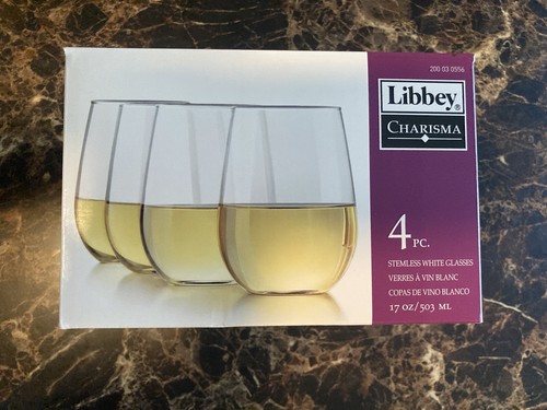 Libbey Charisma 4pc 17 Oz Stemless White Wine Glasses NEW IN BOX Set Of 4 | eBay