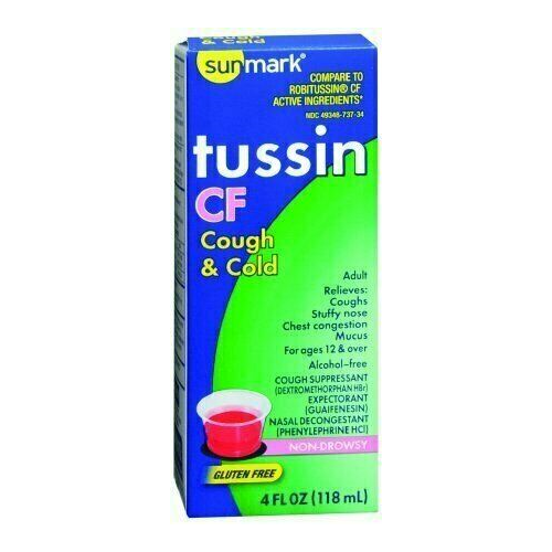 Sunmark Tussin CF Cough & Cold Liquid Non-Drowsy Gluten-Free 4 Fl Oz ...