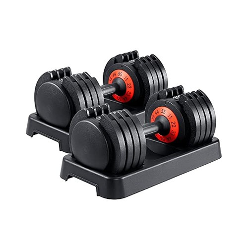 Adjustable Dumbbell Pair, 55lbs, Fast Weight Selection, Compact ...