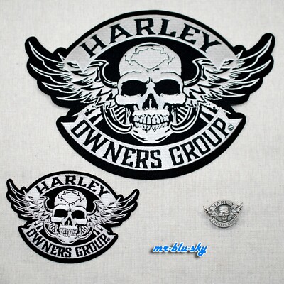 Winged Silver Skull Patch & Pin Set ~ Harley Davidson Owners Group HOG ...