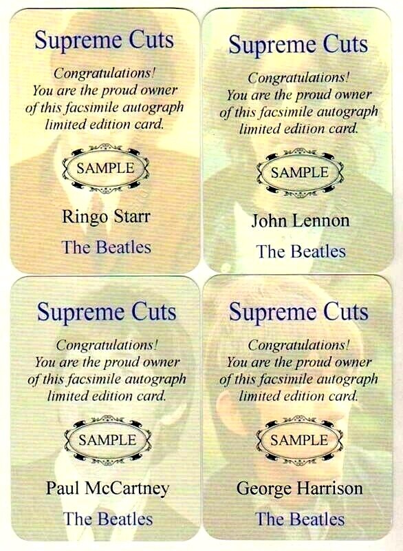 The Beatles SUPREME CUTS ACEO Die-Cut SAMPLE Set (4) Trading Cards x | eBay