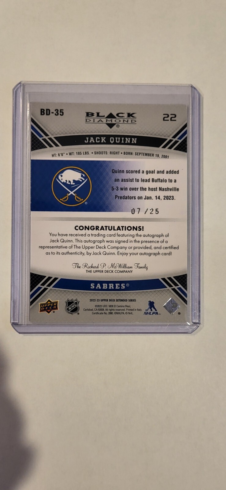 2022-23 Extended BD Emerald Jack Quinn Rookie Auto 7/25! | eBay