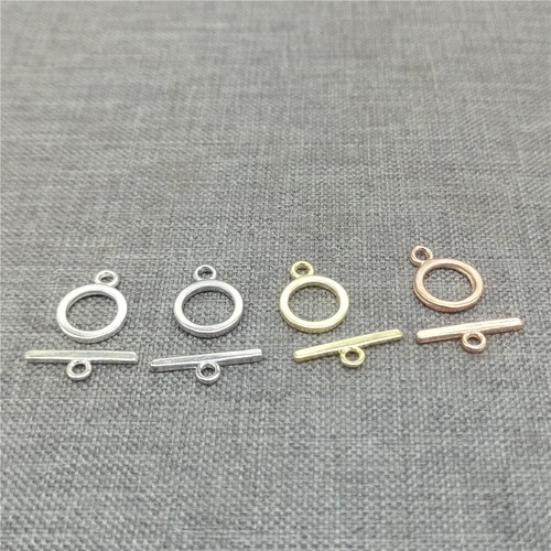 5sets of 925 Sterling Silver Round Toggle Clasps Gold Plated Circle ...