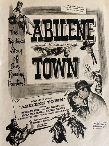 Abilene Town, Randolph Scott, Ann Dvorak, Full Page Vintage Promotional ...