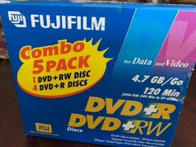 Fujifilm Combo 5 Pack DVD+RW and DVD+R Discs For Data & Video 4.7 GB ...